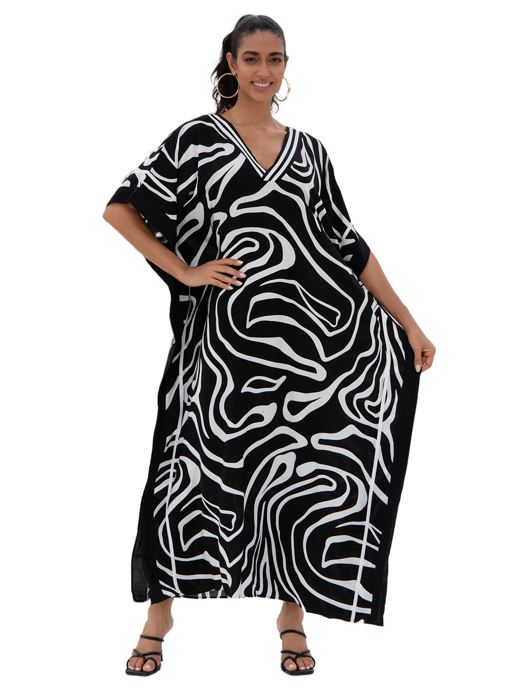 Edolynsa Swimwear Cover up for Women Loose Kaftan Gown Long Caftan Robe ...