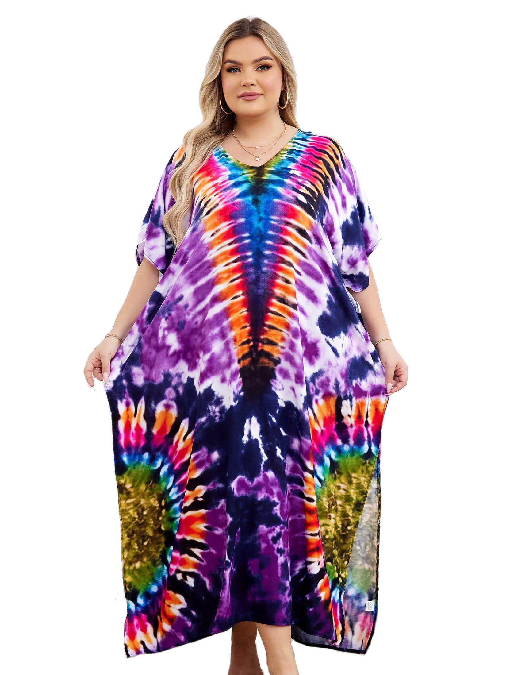 Edolynsa Turkish Caftan Dresses for Women Plus Size Kaftan Cover up ...