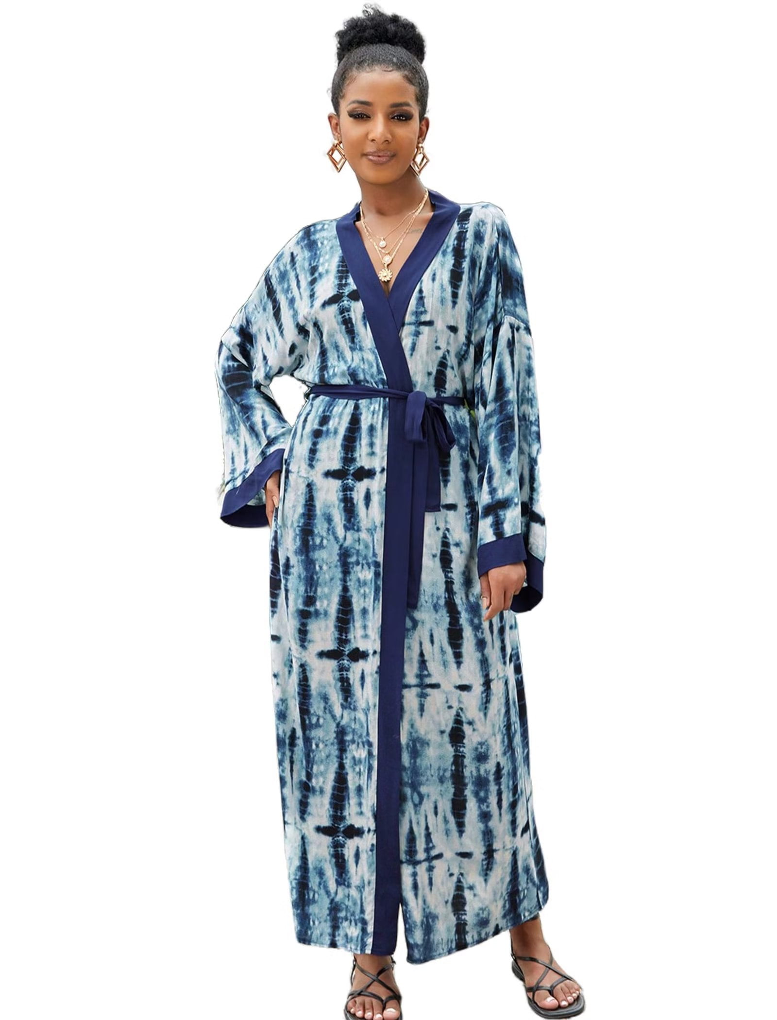 Edolynsa Women's Beach Kimono Cardigan Long Bathing Suit Cover Up ...