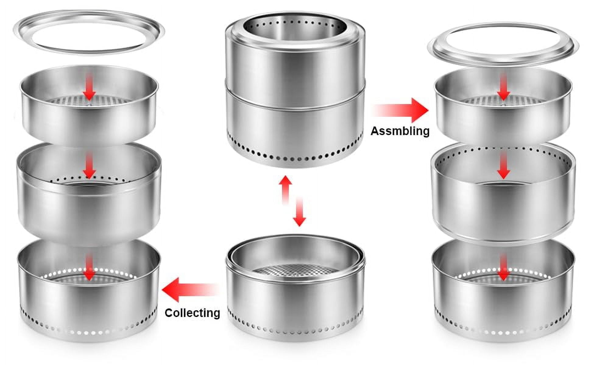 Edostory Smokeless Fire Pit, 20 Inch Portable Outdoor Wood Burning ...