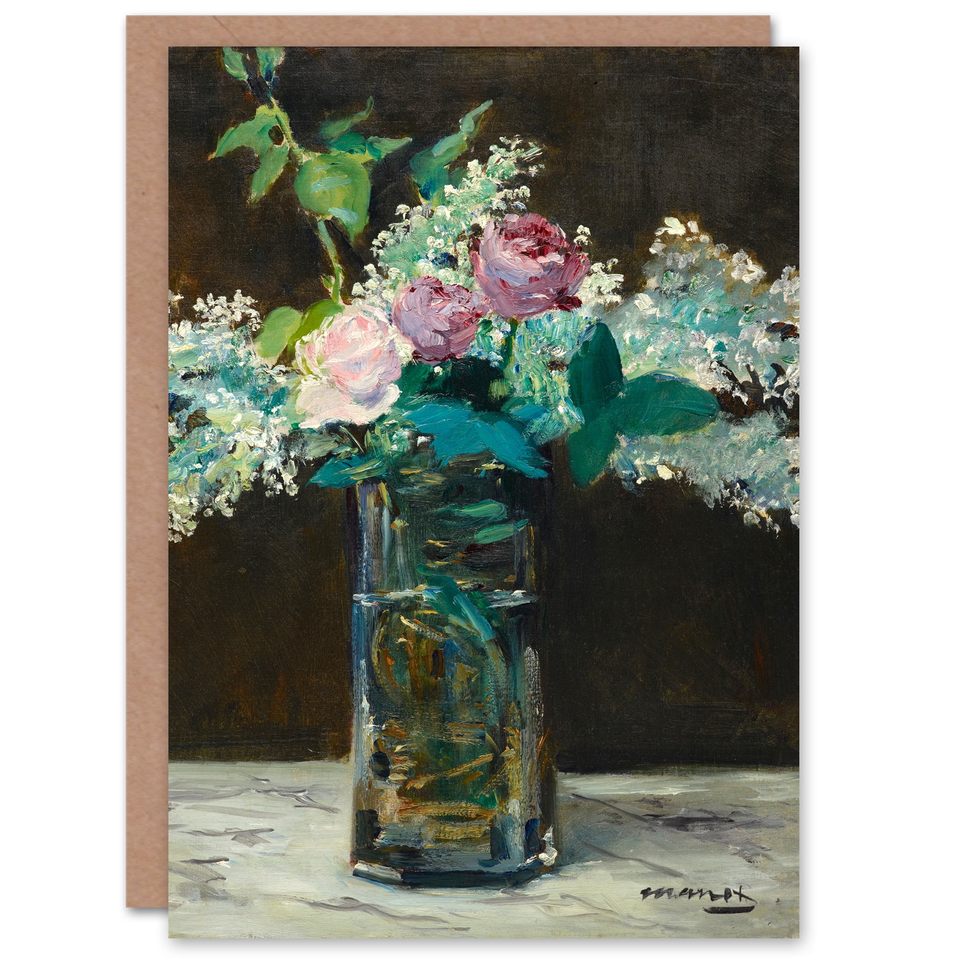 Edouard Manet Art Card Vase of White Lilacs and Roses - Walmart.com