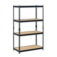 Edsal Adjustable 4 Shelf Steel Shelving Unit, Heavy-Duty Storage, Black ...