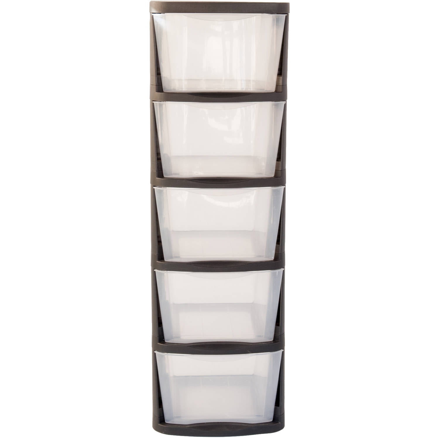 Edsal Muscle Rack PDT5 5-Drawer Tower, Black Frame with Clear-Drawers ...
