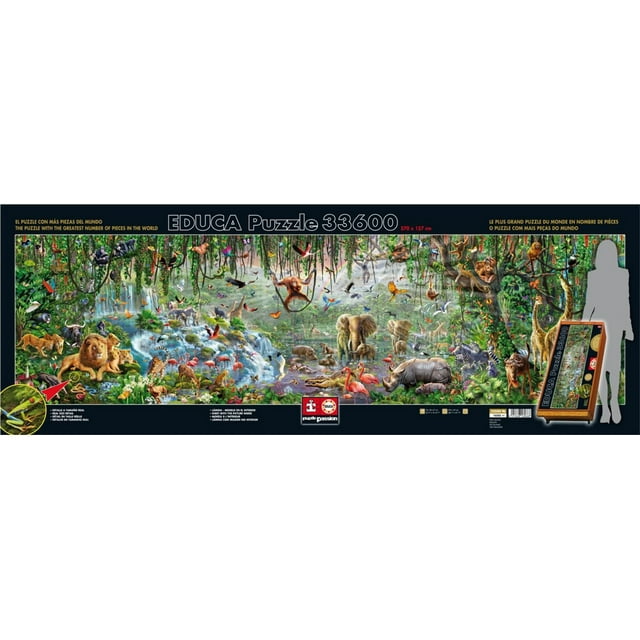 Educa 33,600 Piece Wild Life Puzzle with Wheeled Wooden Carry Case ...