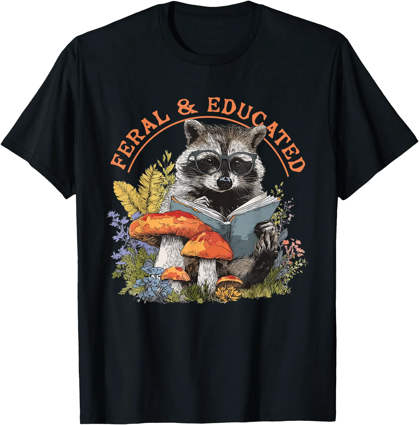 Educated Raccoon Reading Book T-Shirt Whimsical Cottagecore Style ...