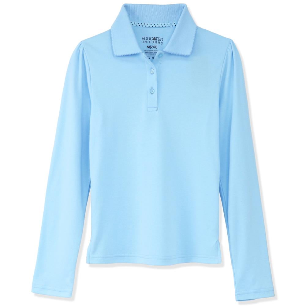 Educated Uniforms Girls 2T-4T Long Sleeve Pique Polo Uniform Shirt ...