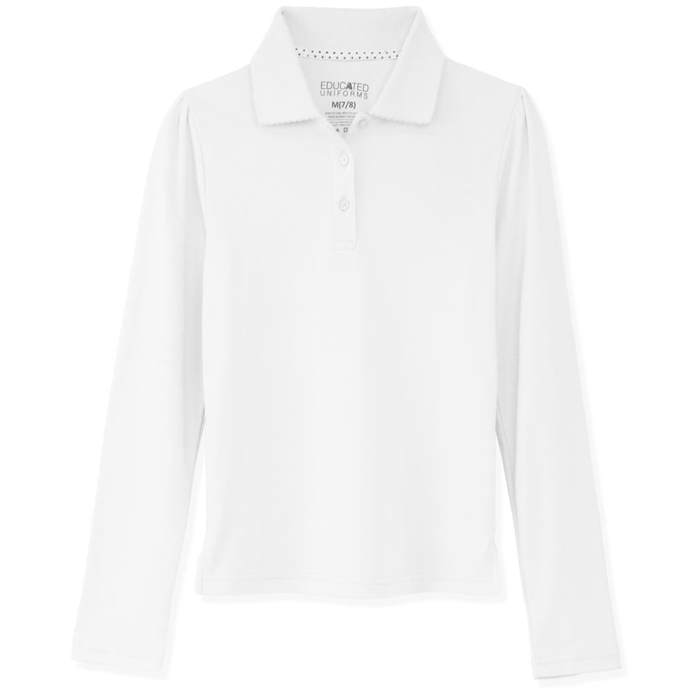 Educated Uniforms Girls 4-20 Long Sleeve Pique Polo Uniform Shirt ...
