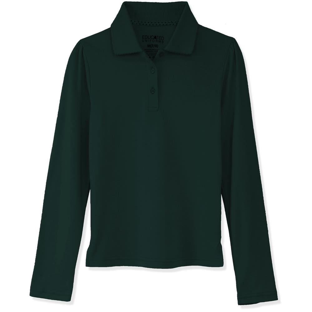 Educated Uniforms Girls 4-20 Long Sleeve Pique Polo Uniform Shirt ...