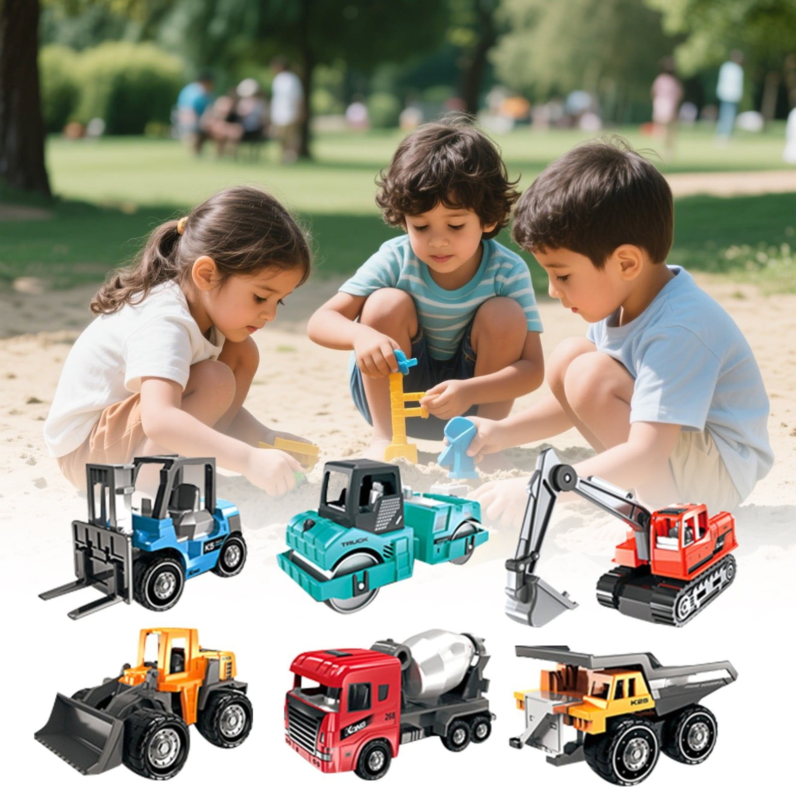 Education Alloy Construction Vehicle Set Mini Engineering Trucks Smooth ...