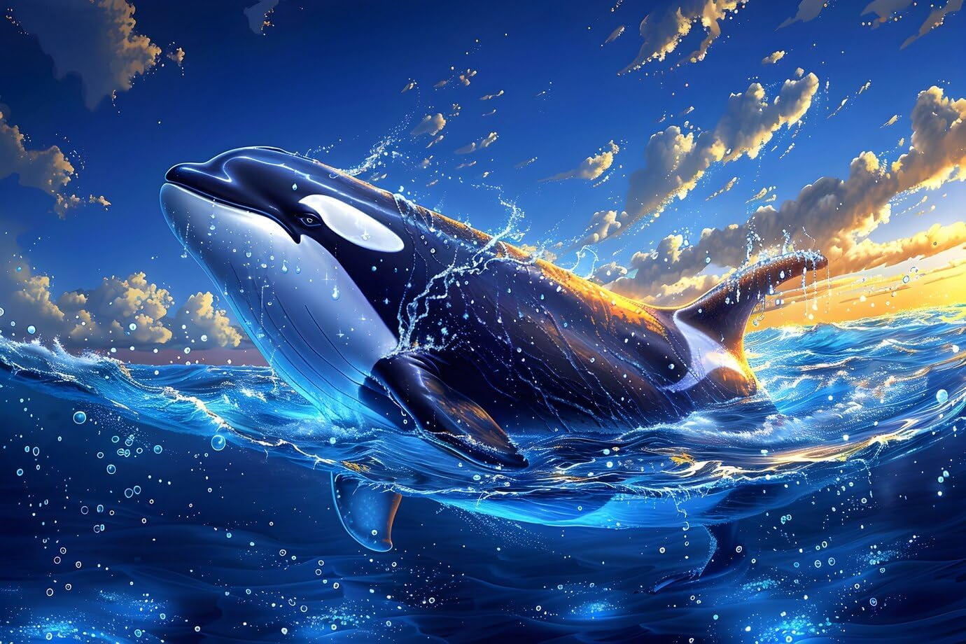 Education Intellectual Toy Puzzle 1000 Pieces Oceanic Killer Whale ...