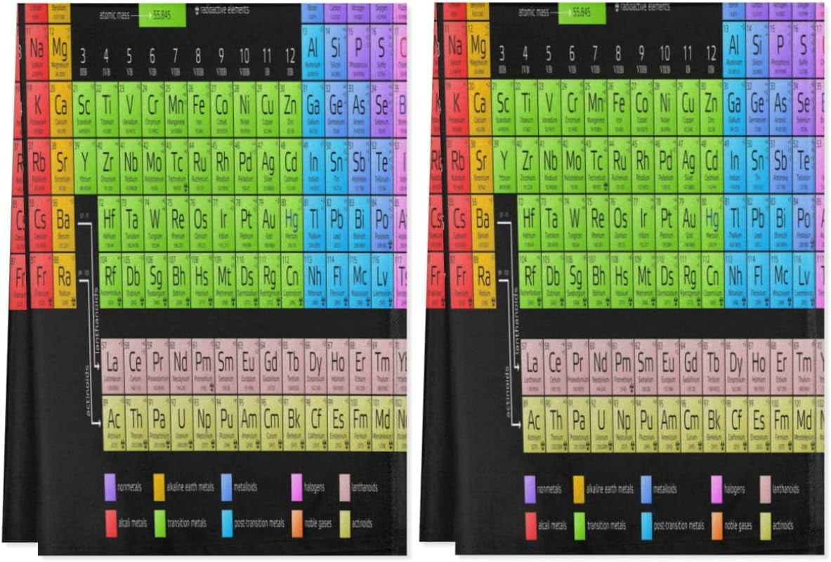 Education Periodic Table of Elements Kitchen Towel Set of 2 18x28 Inch ...