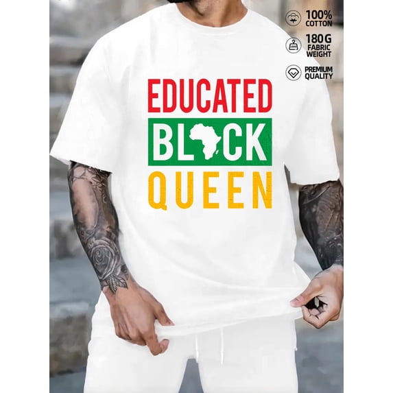 Education Queen men's Black History Month white 180G 100% Cotton ...