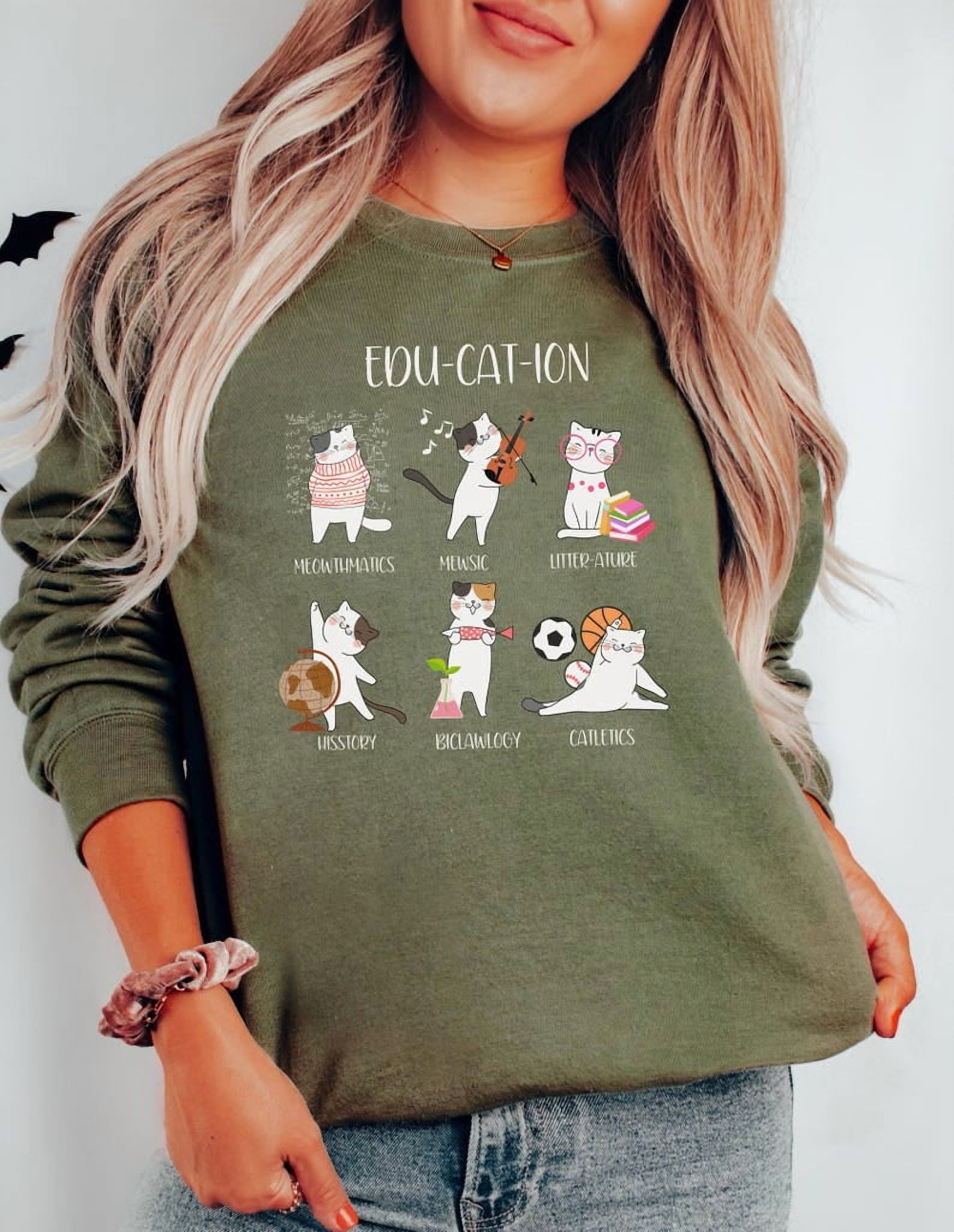 Education Teacher Cat Lover Sweatshirt, Education Funny Cat Puns, Math ...