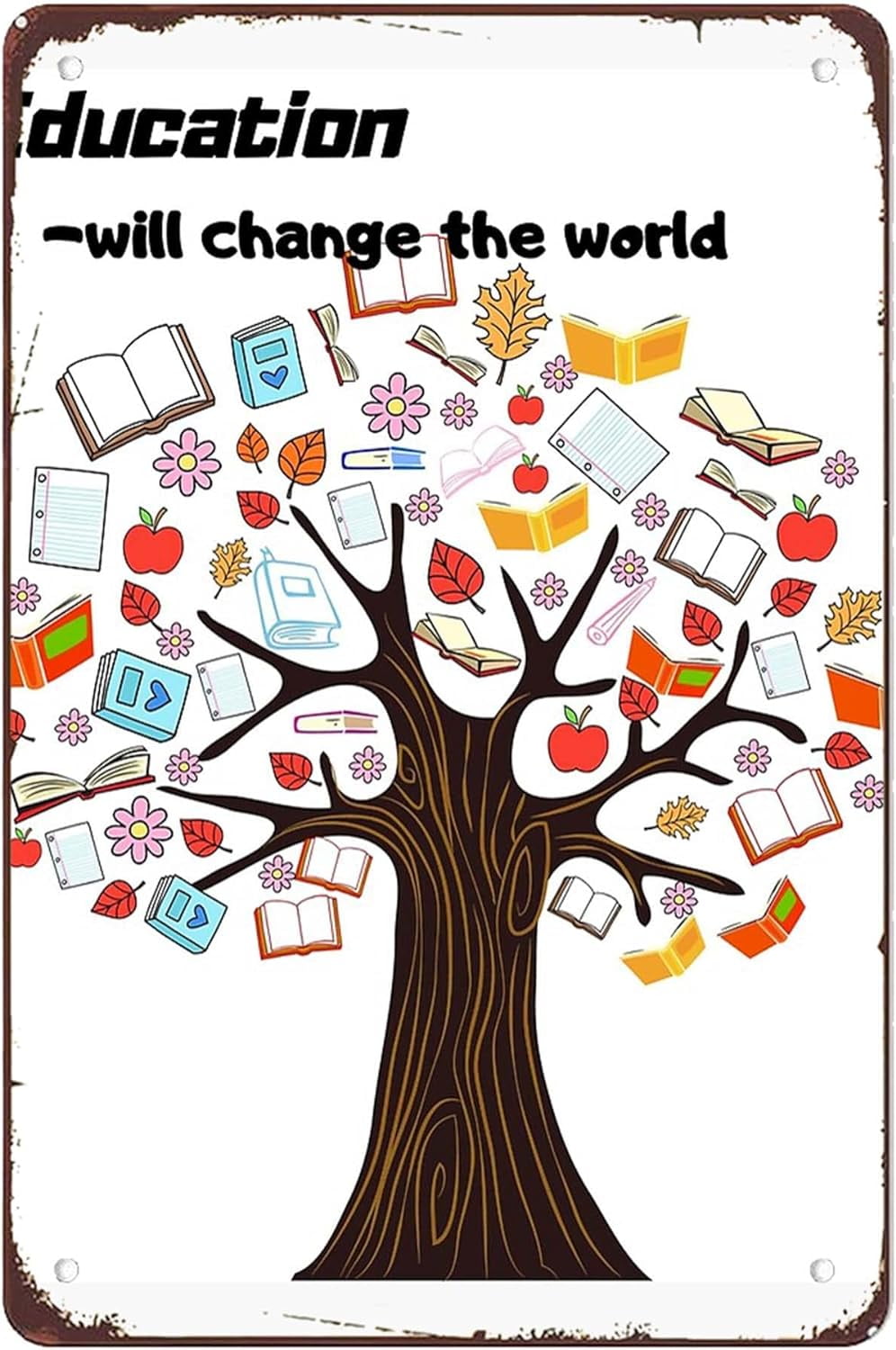 Education Will Change the World Signs Wall Decor Funny Chart Knowledge ...