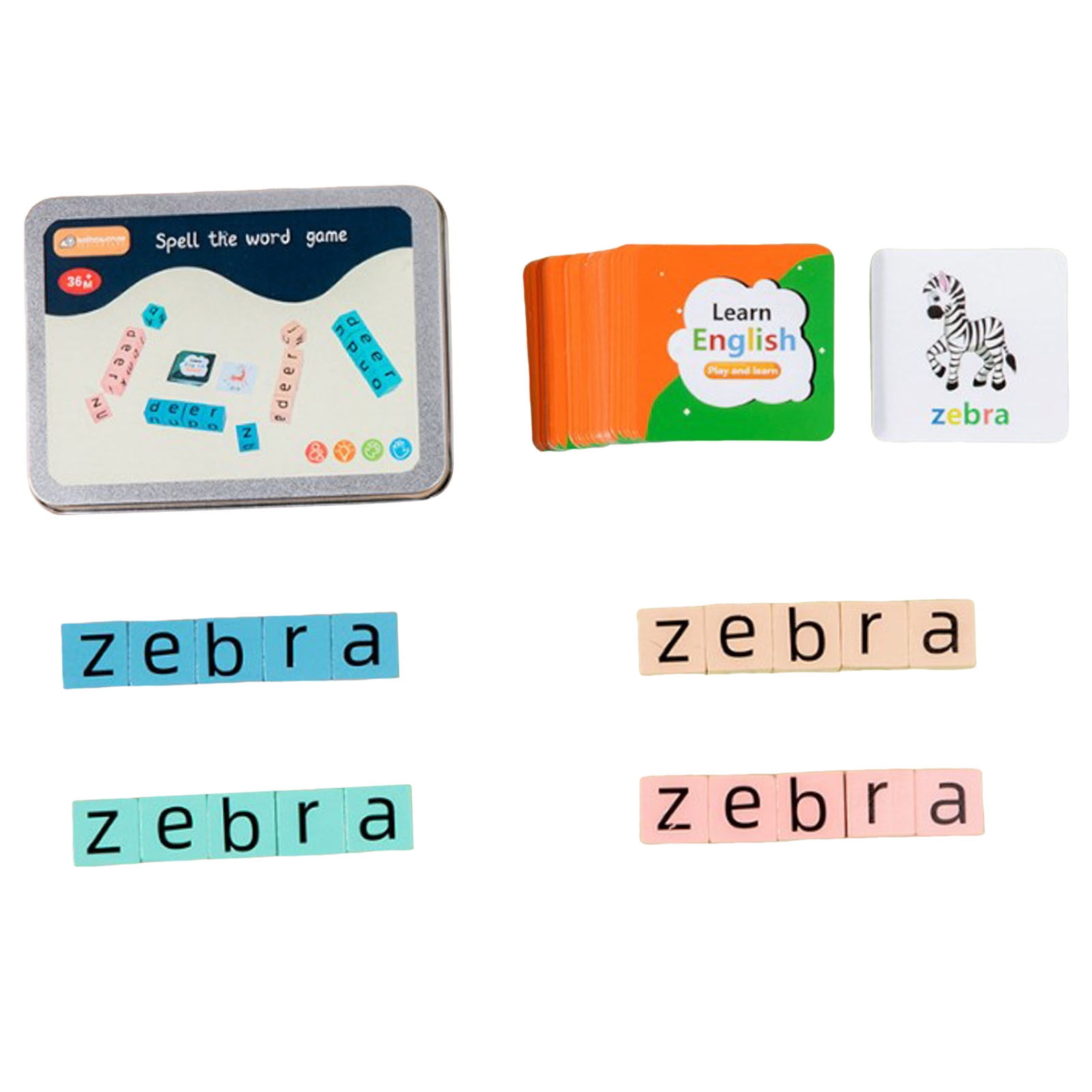 Education Wooden Card Word Spelling Toys Early Learning Montessori ...
