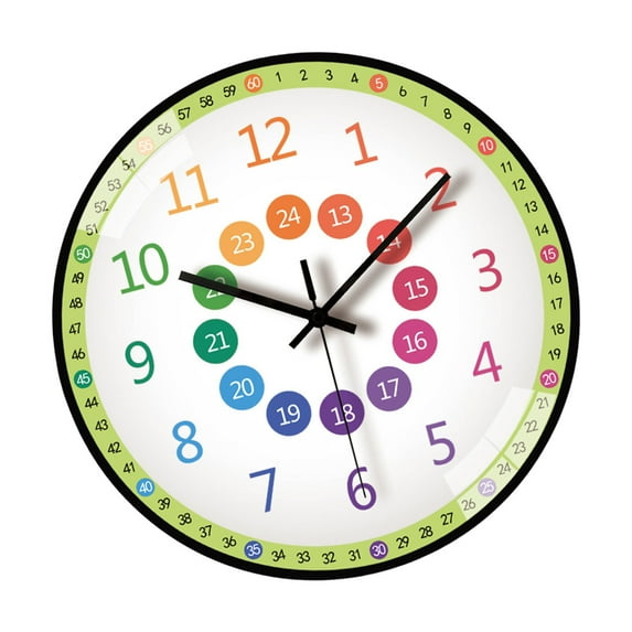 Educational 8Inch Wall Clock Telling Time Teaching Clock For Kids Quiet ...