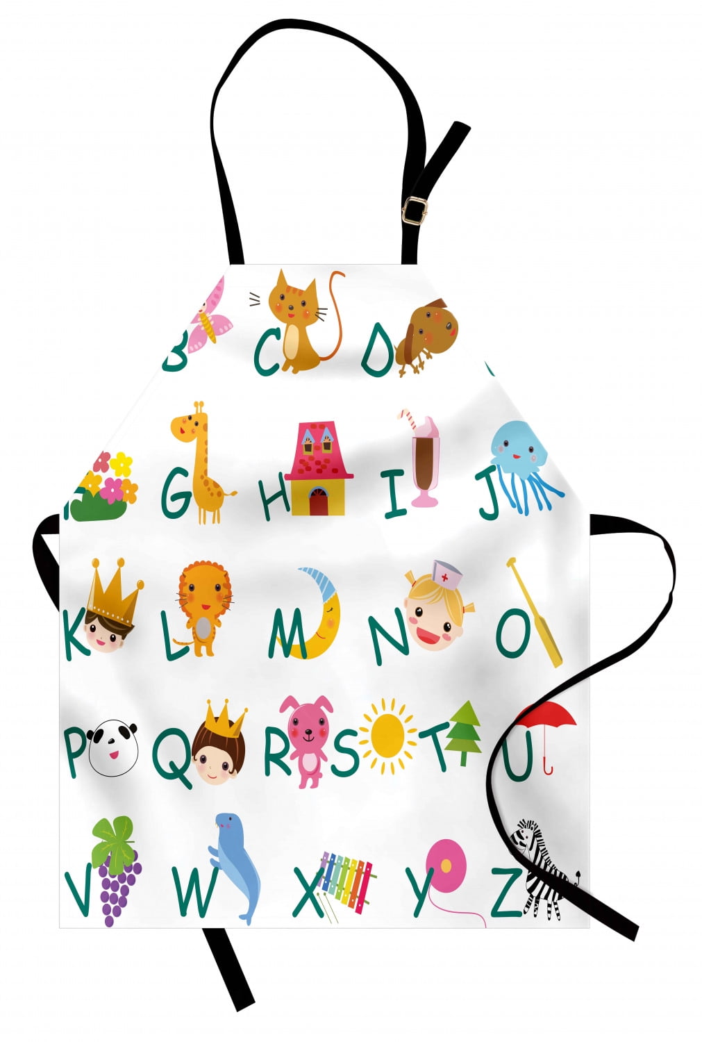 Educational Apron Cute Kids Alphabet with Fruits Animals Prince ...