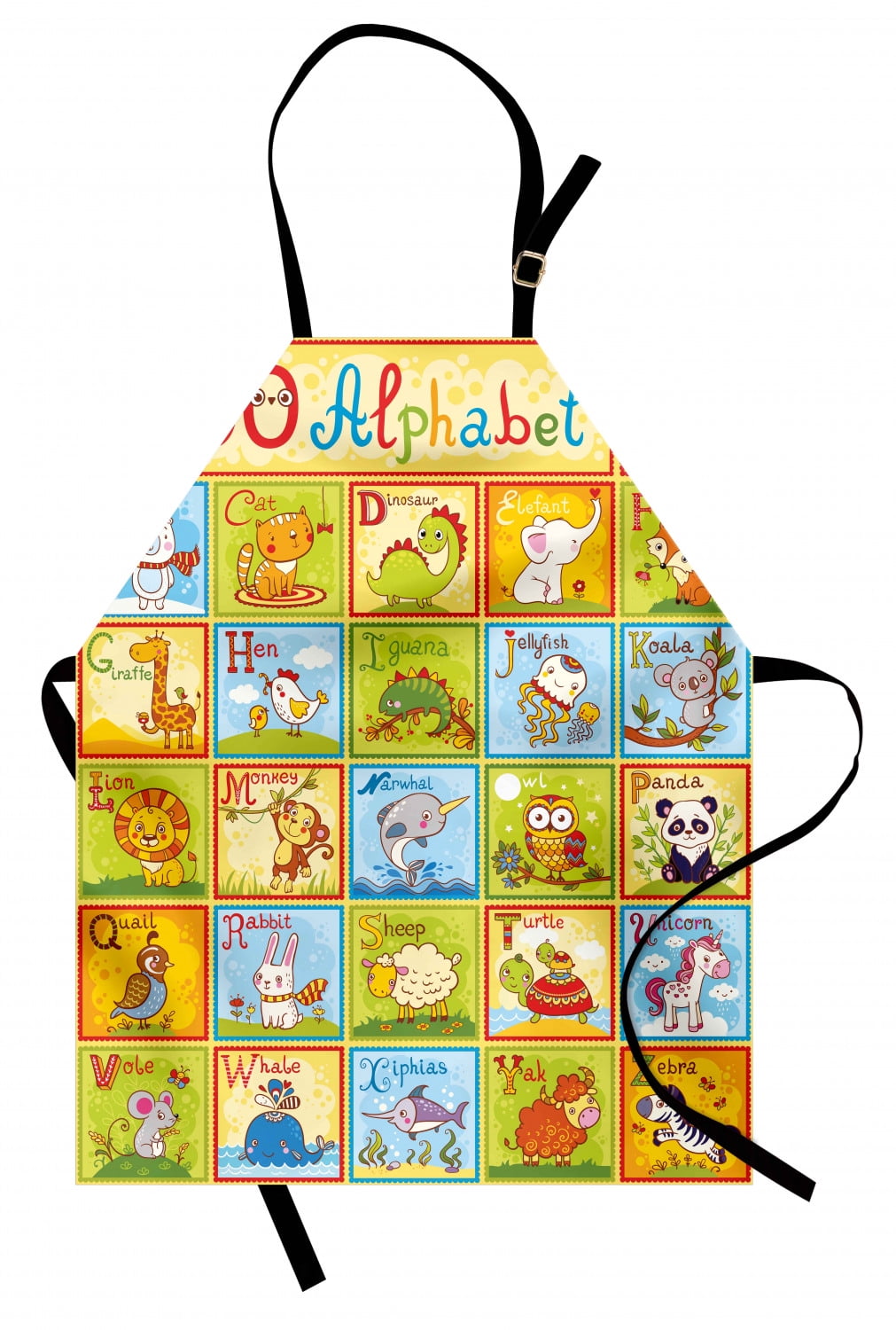 Educational Apron Zoo Alphabet Design Colorful Style Funny Cartoon ...