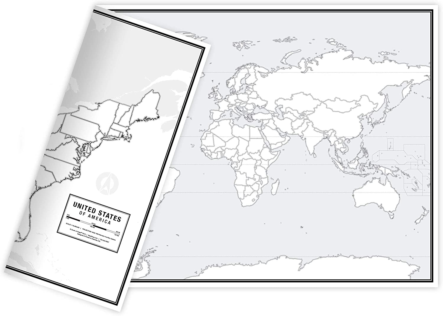 Educational Blank Outline Maps, 2-Sided World & US, 17” x 11”, 50-Pack ...