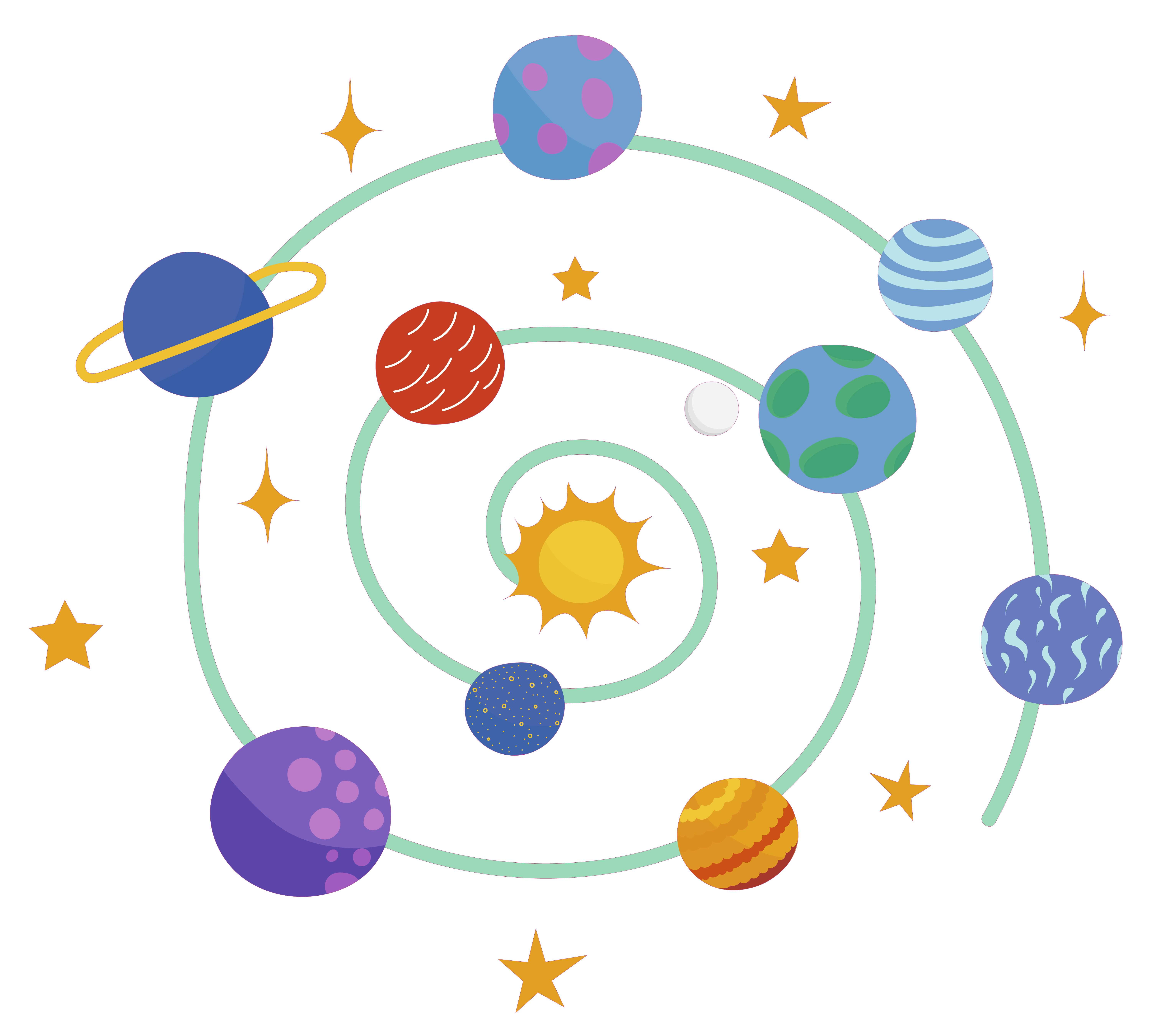 Educational Cartoon Art Design of Solar System for Nursery Vinyl Wall ...