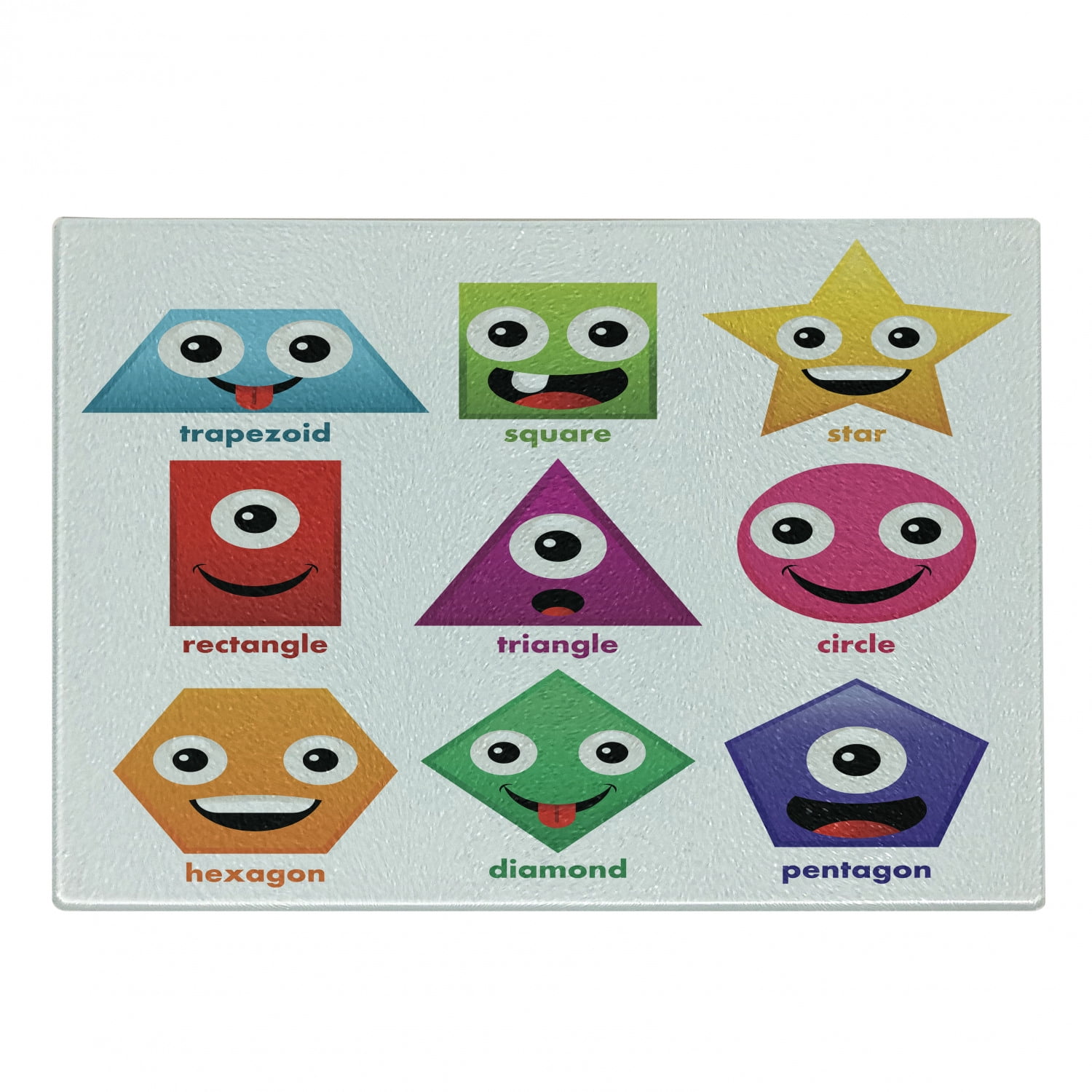Educational Cutting Board, Geometric Shapes with Funny Faces Cartoon ...