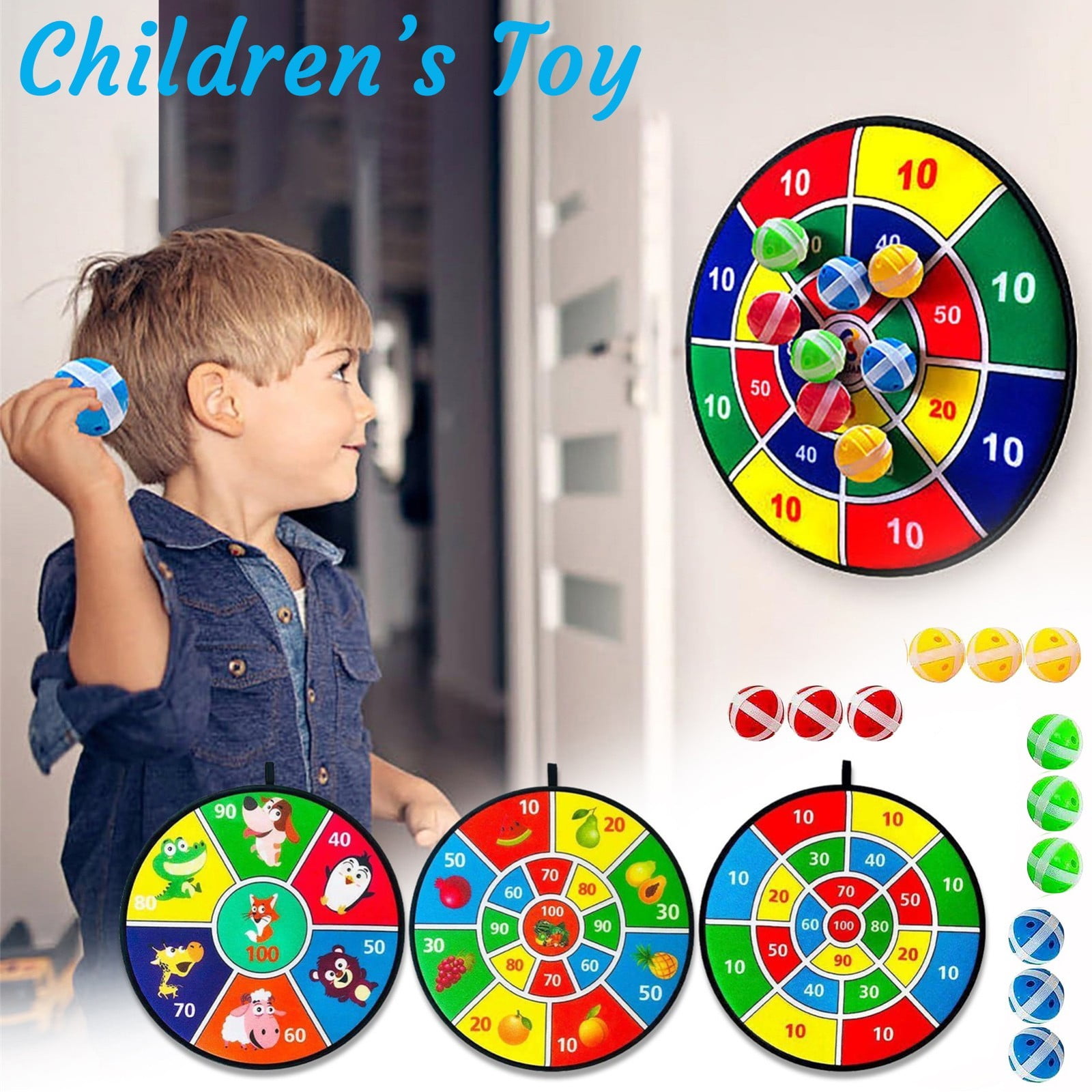 Educational Dart Board Game, 14.2 Inches Fabric Dartboard with Numbered Balls, Safe Learning Toy ...
