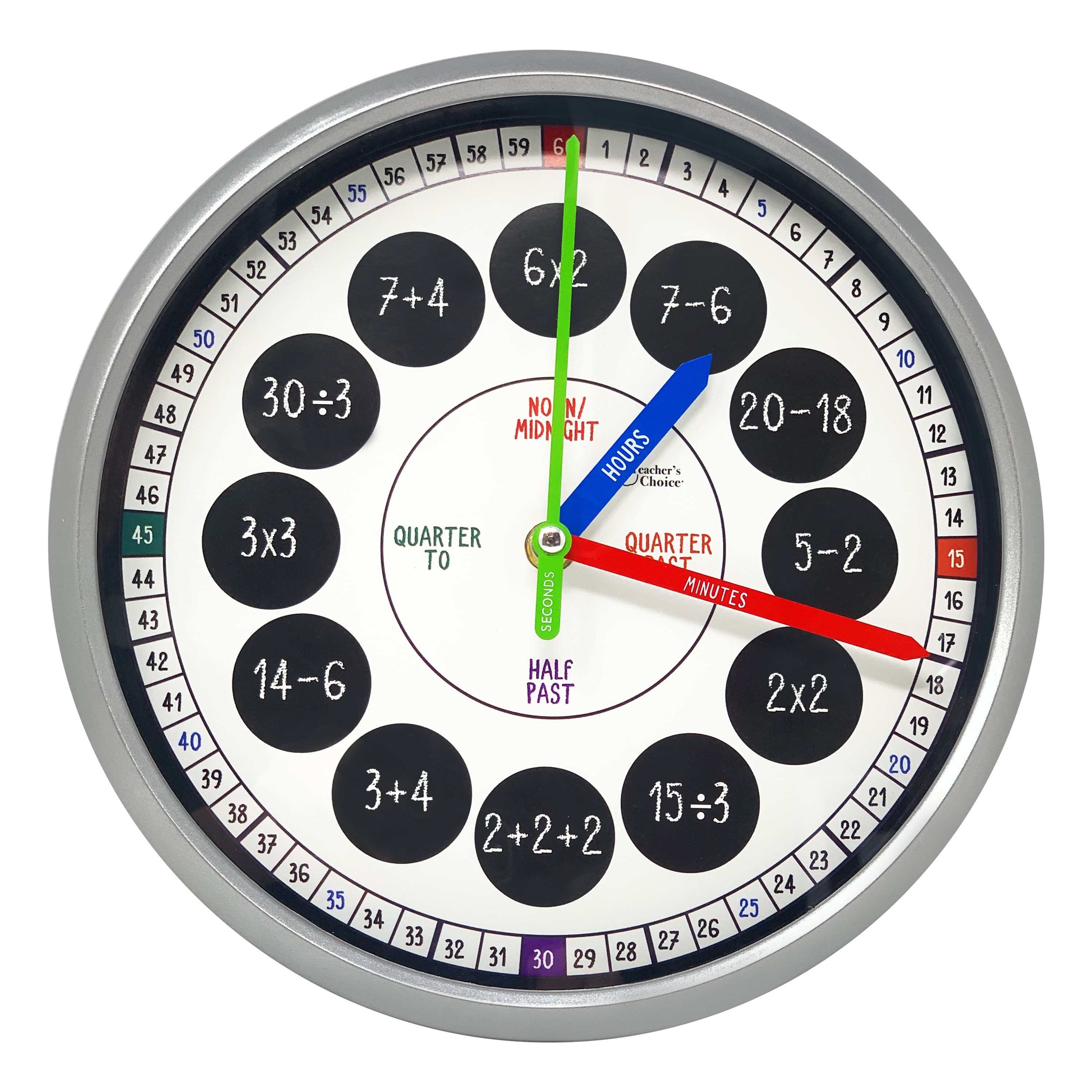 Educational Decorative Wall Clock | Time Teaching Clock Teacher's ...