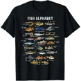 Educational Fish Alphabet Chart Unisex Fisherman Graphic Cotton Tee ...