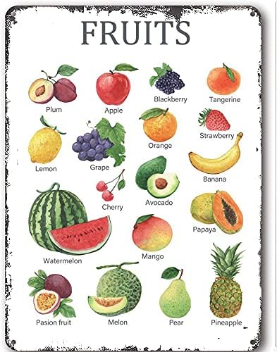 Educational Fruits Chart Learning Homeschool Wall Decor Retro Vintage ...