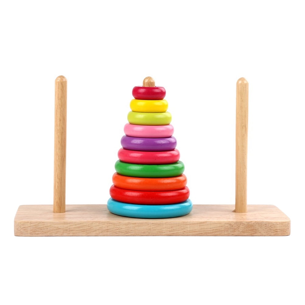 Educational Hanoi Tower Toy Stacked Wooden of Children Plaything ...