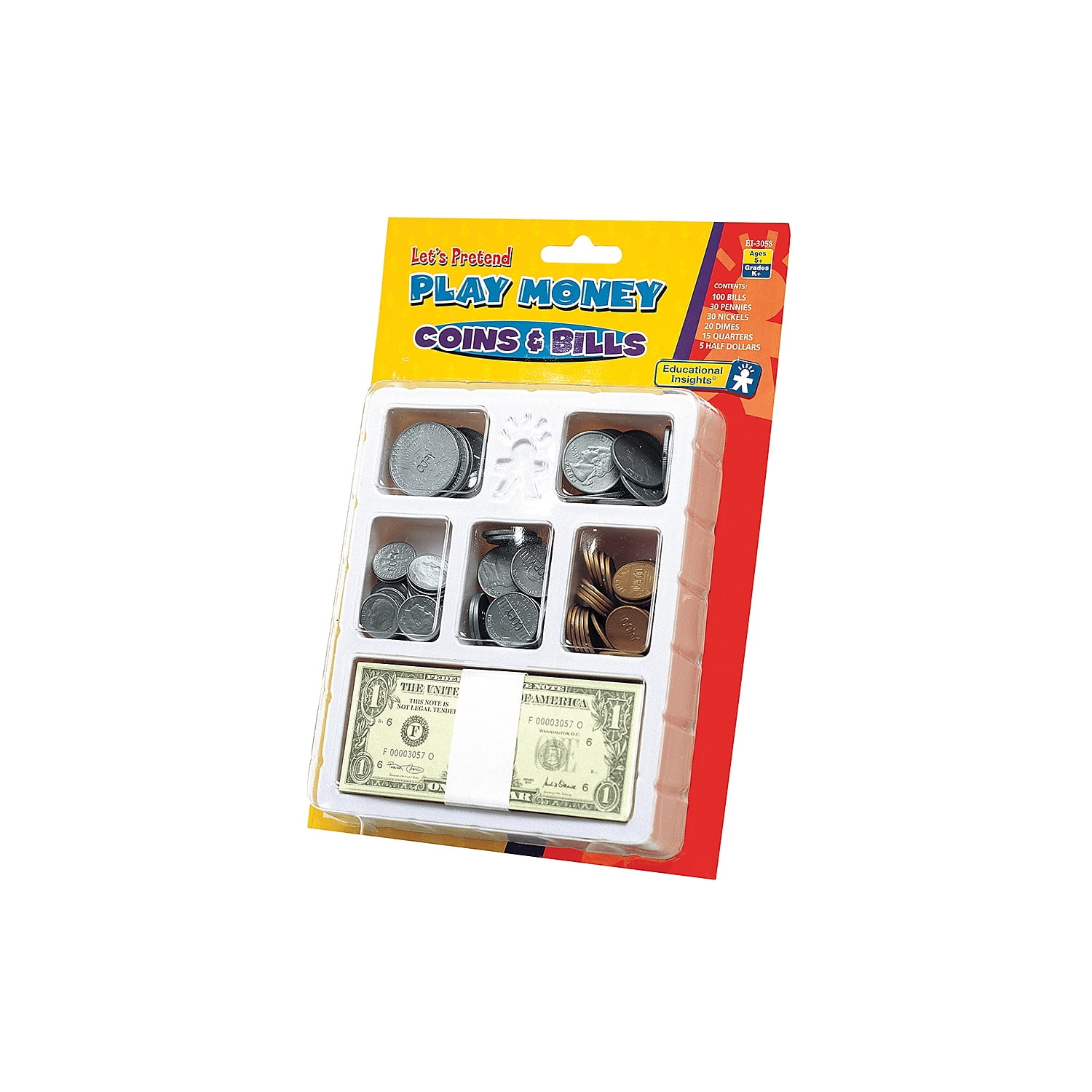 Educational Insights® Play Money, Coins & Bills Tray - Walmart.com