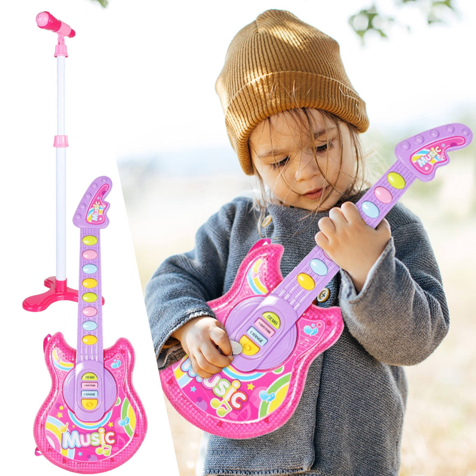 Educational Keyboard Musical Instrument Toys Cute Guitar For Kids With ...