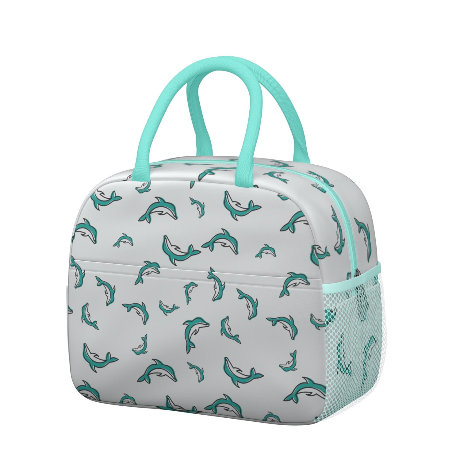 Educational Marine Life Chart Lunch Tote - Shark & Dolphin Watercolor Design Insulated Bag ...