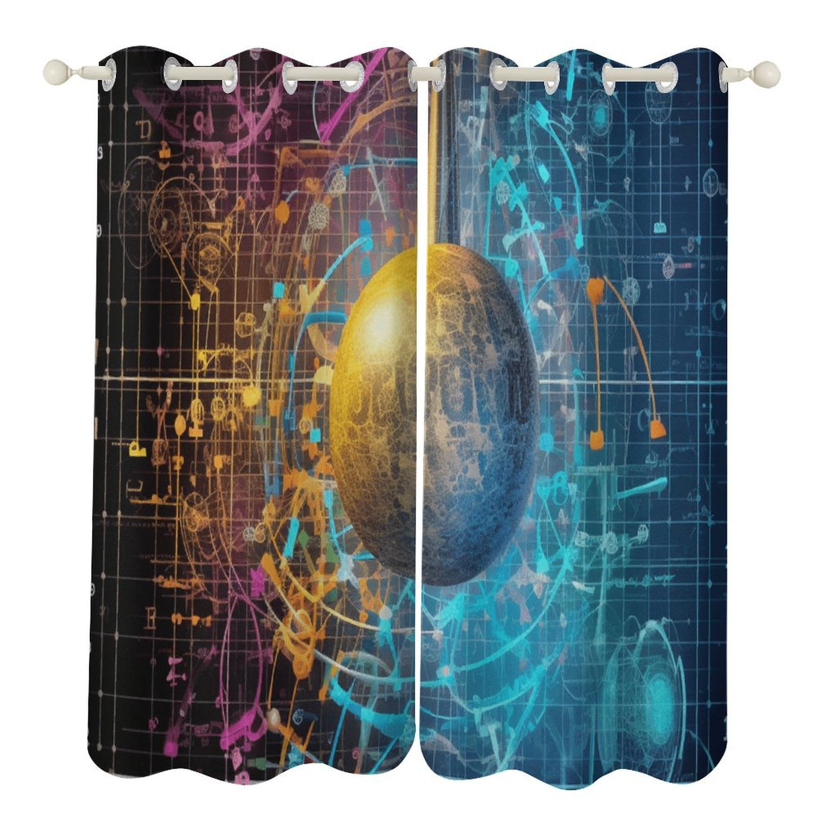 Educational Math Formula Modern Window for Living Room Curtains for ...