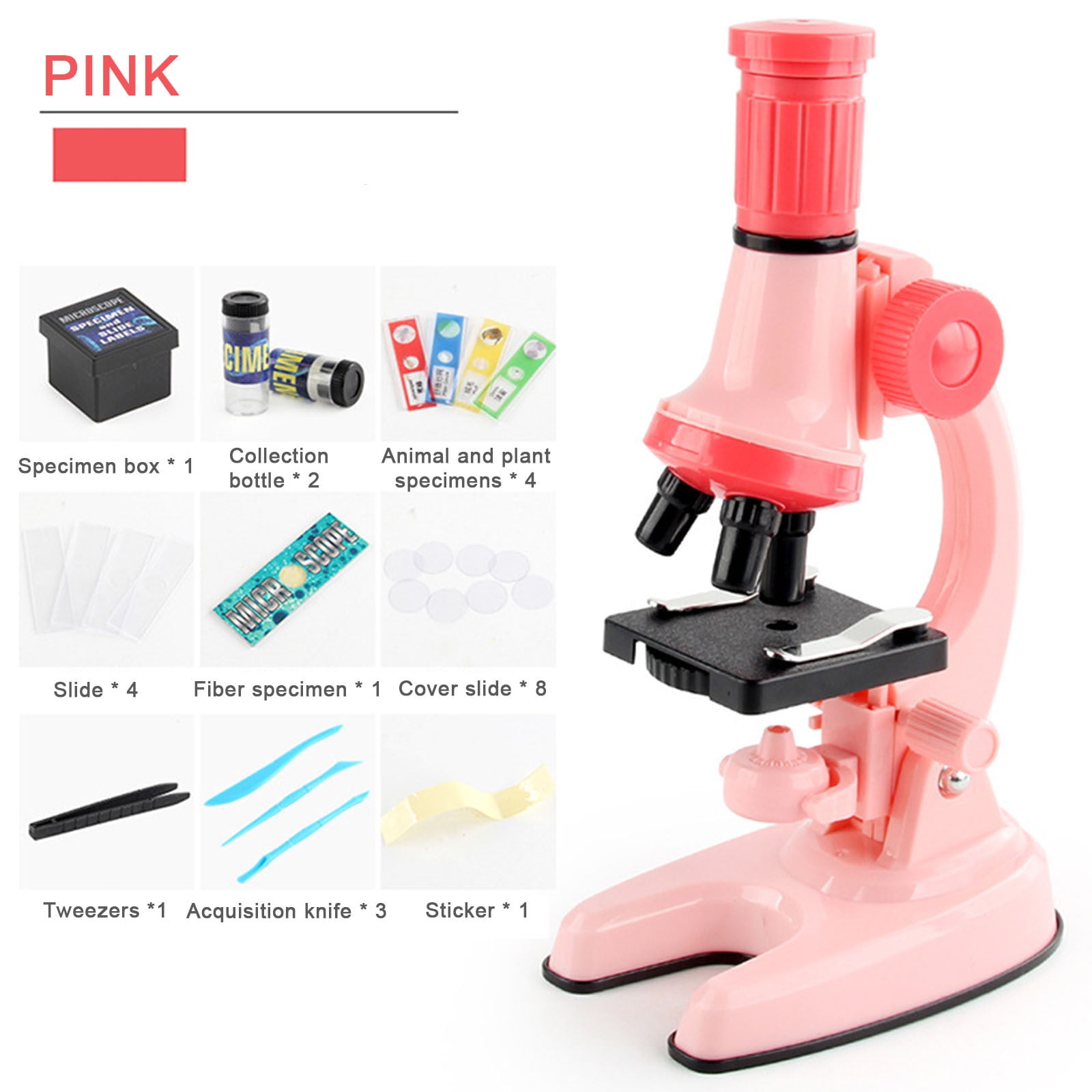 Educational Microscope Kit for Kids Science Experiments, 100X-1200X Magnification, LED Monocular ...