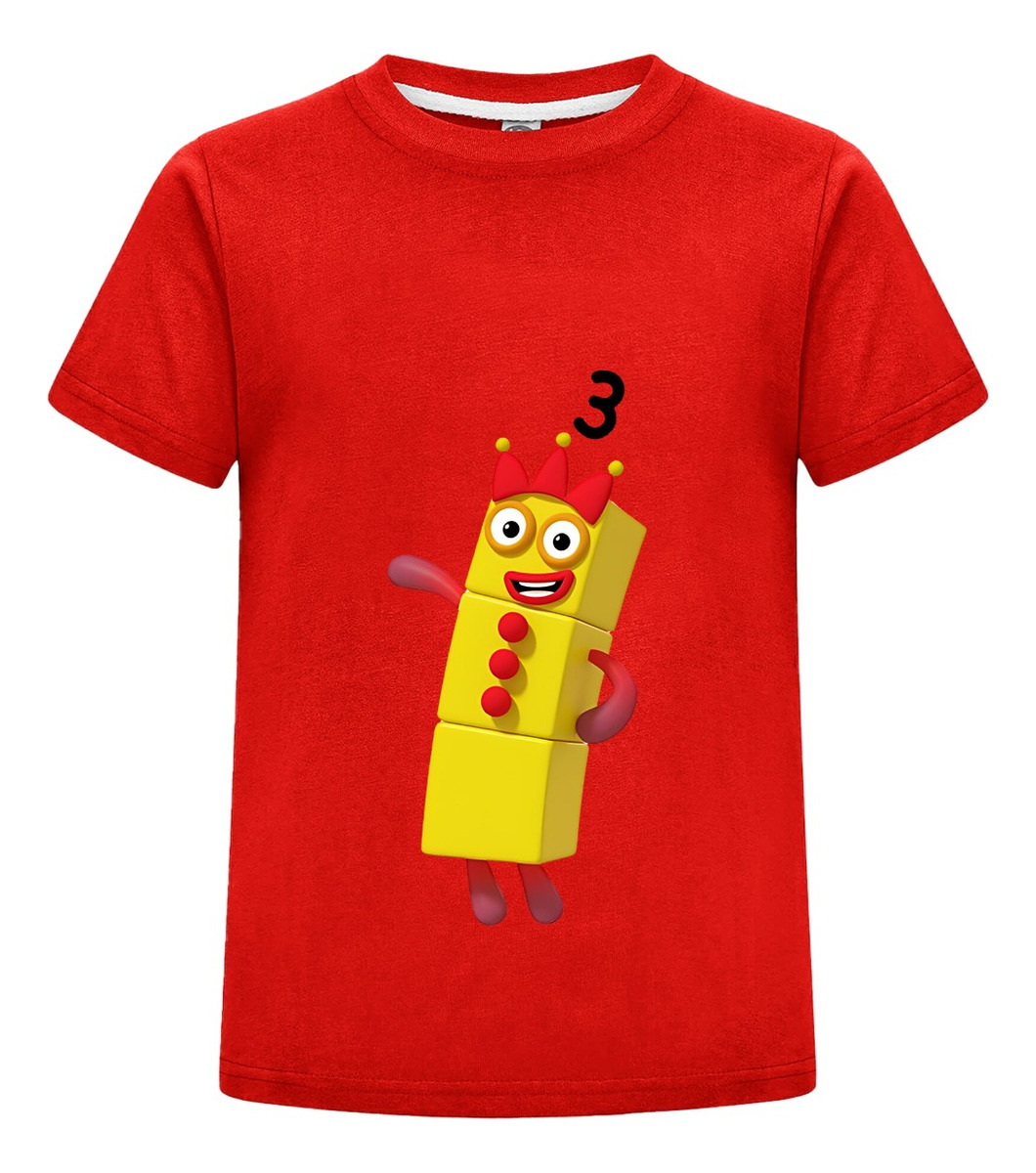 Educational Number blocks 3 Tee for Boys Girls – Cartoon Math Character ...