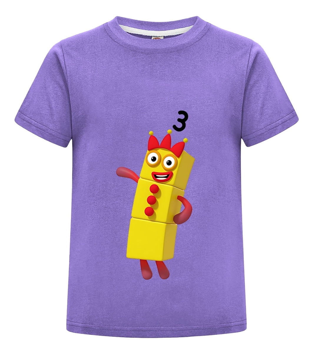 Educational Number blocks 3 Tee for Boys Girls – Cartoon Math Character ...