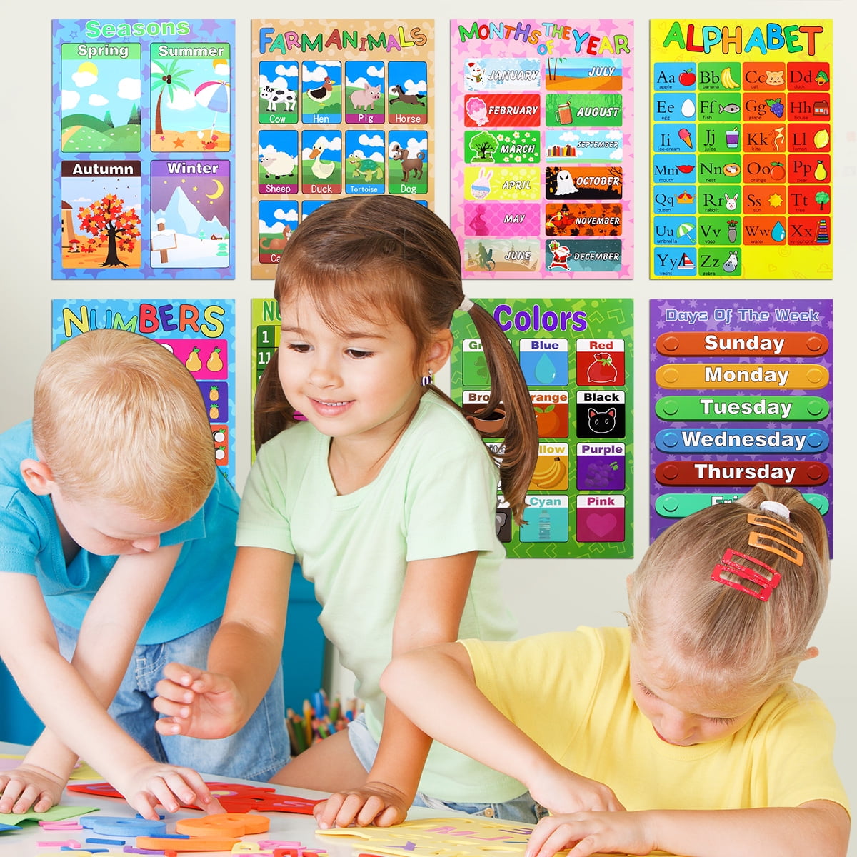 Educational Poster 10PCS Educational Preschool Posters Charts for ...