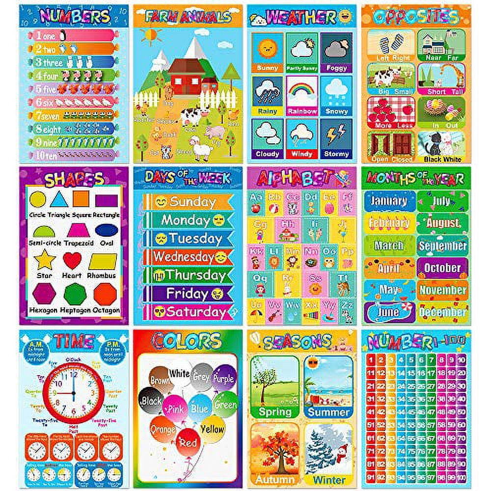 Educational Posters for Preschoolers Toddlers Kids Kindergarten ...