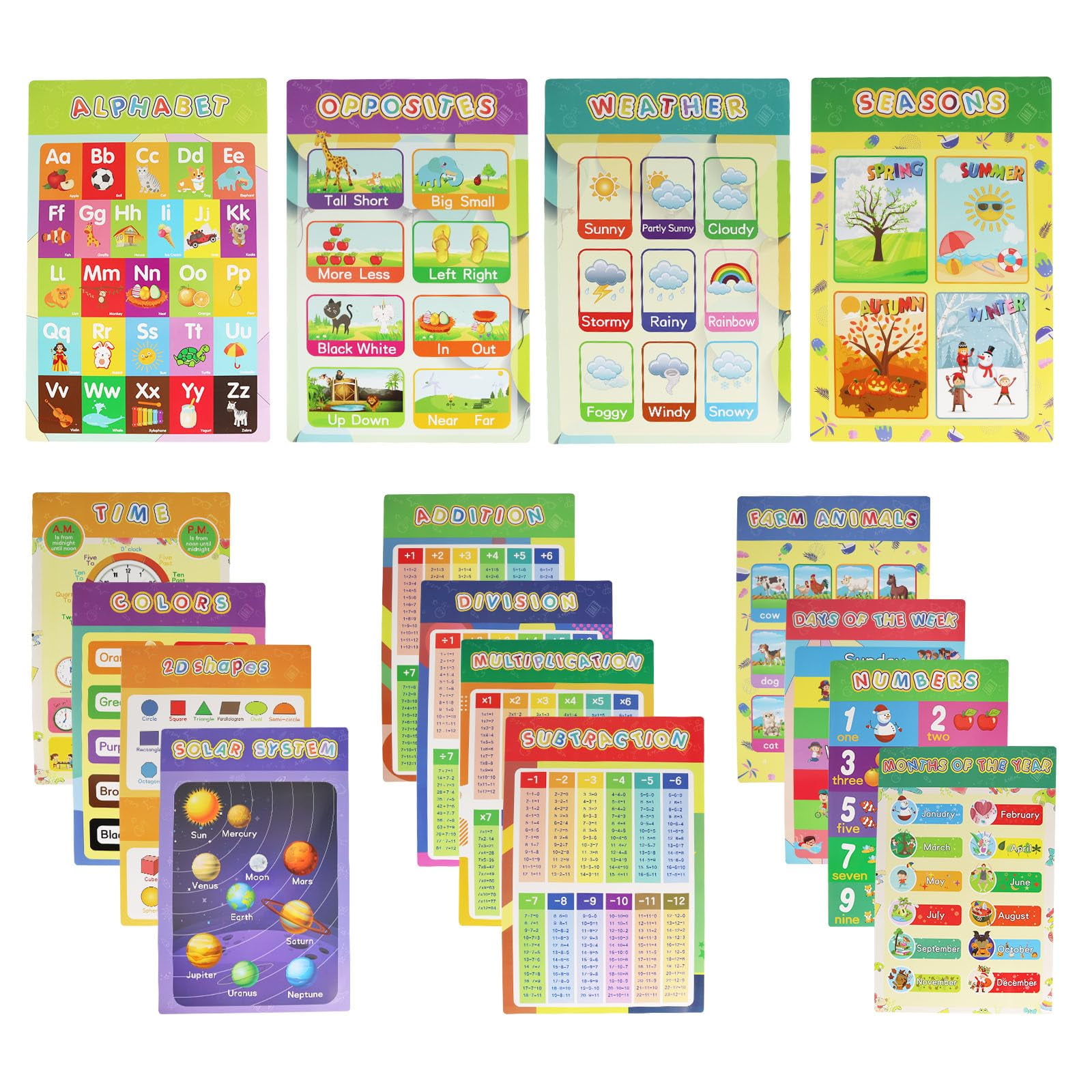 Educational Posters for Toddlers, 16PCS Educational Charts for ...
