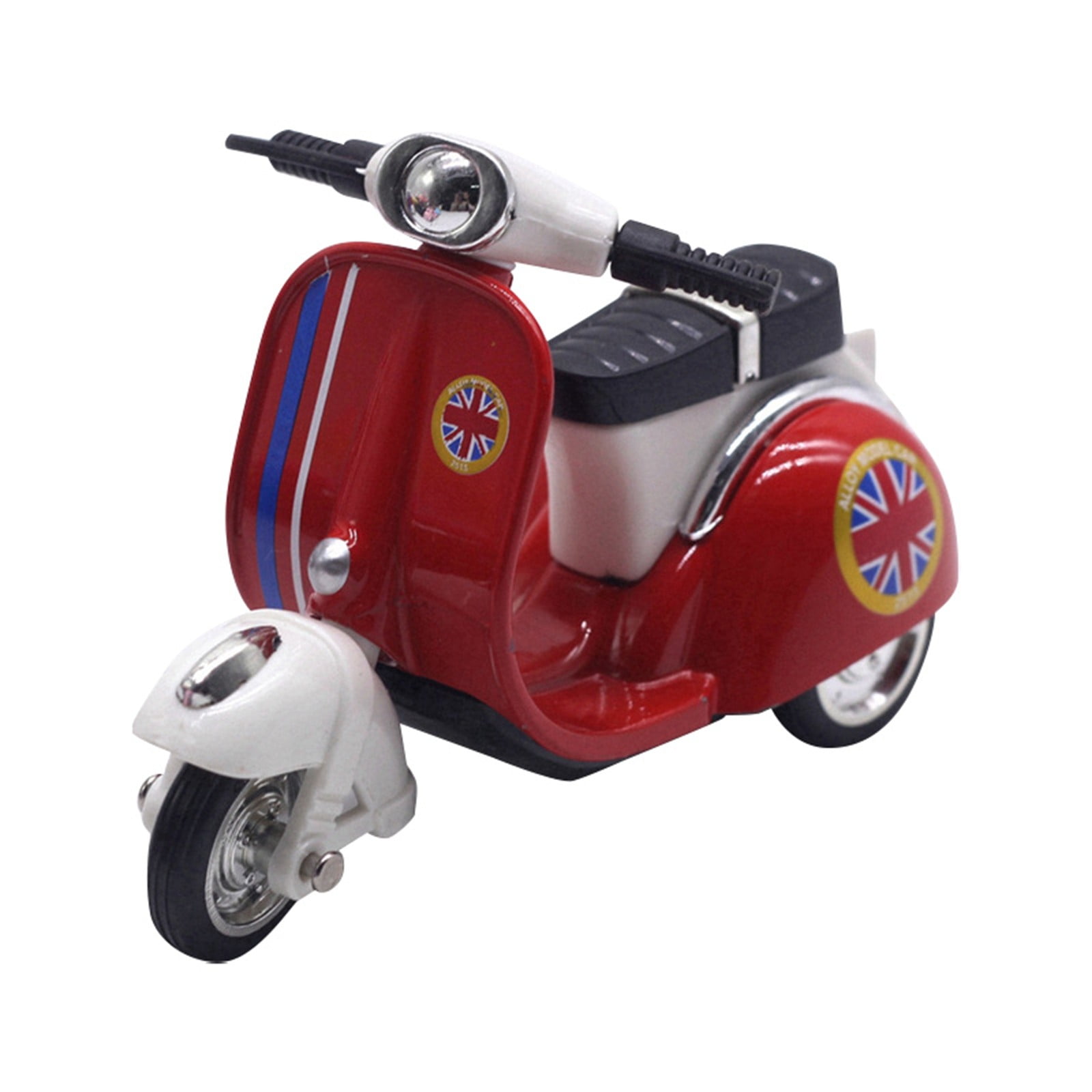 Educational Pull Back Motorcycle Toy Alloy Retro Scooter Model Friction ...