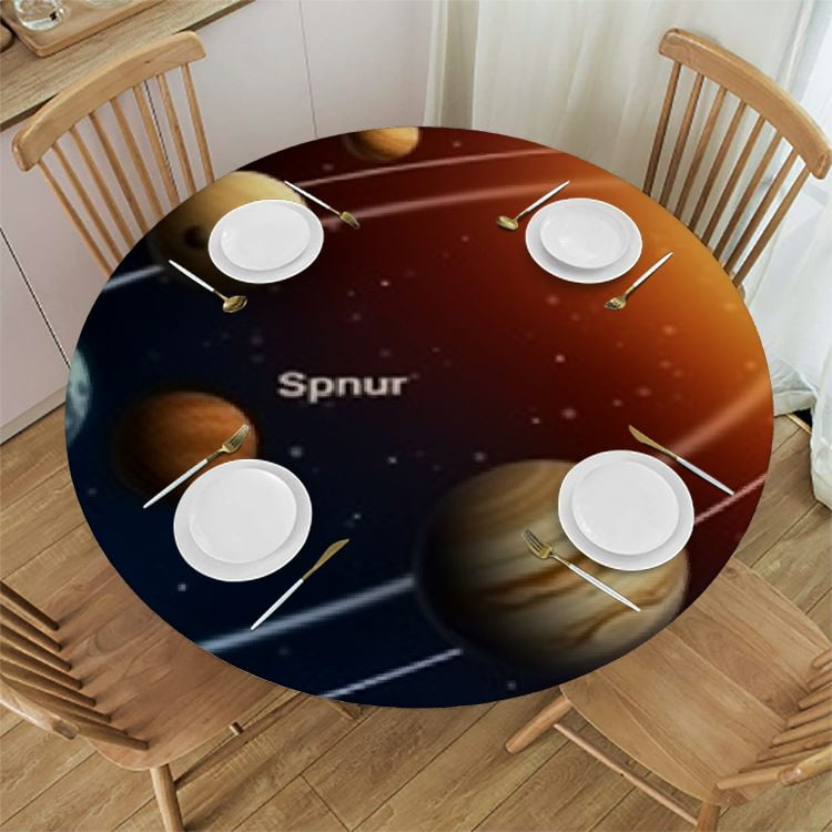 Educational Round Tablecloth, Realistic Illustration of Solar System ...