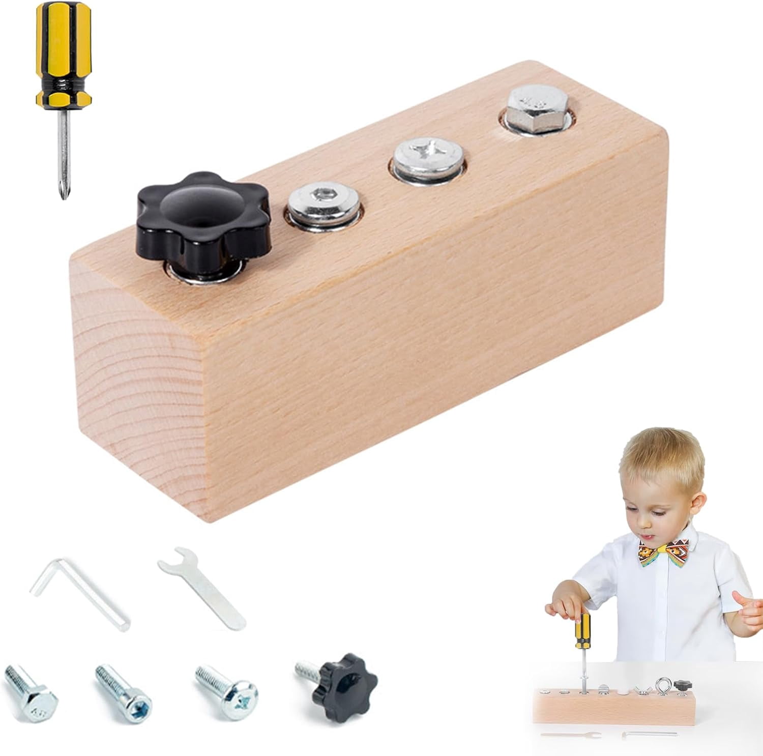 Educational Screw-Tightening Busy Board, with Wooden Screwdriver Set ...