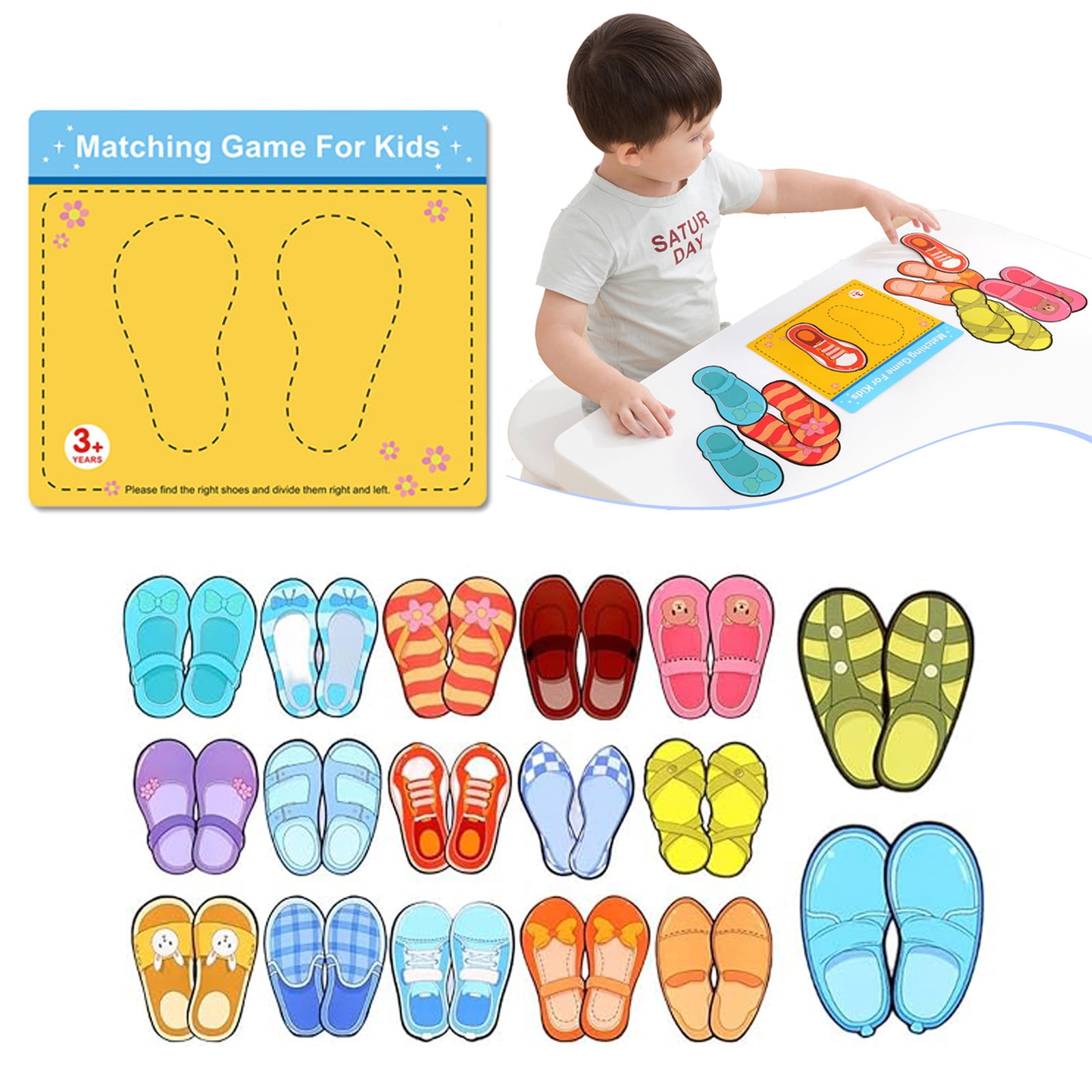 Educational Shoe Matching Game for Toddlers 3+ - 17 Pairs for Fine ...