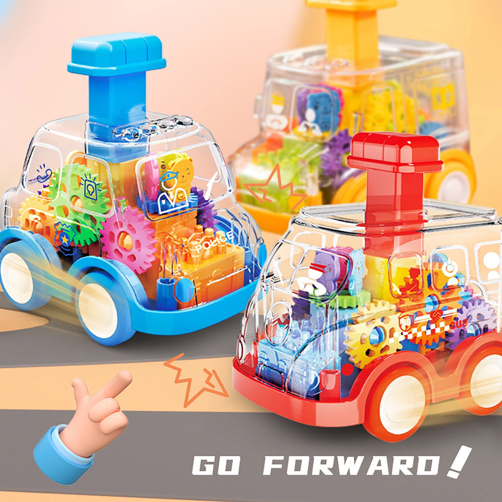 Educational Small Baby Toy Cars - Transparent Gear Car Toy for 1-3 Year ...