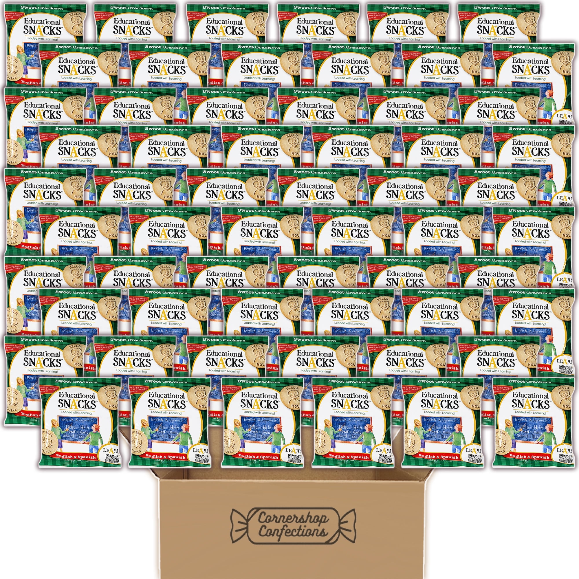 Educational Snacks Bulk Pack - English & Spanish - 60 Individually ...