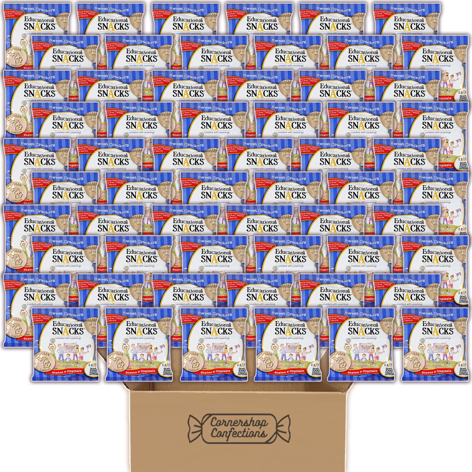 Educational Snacks Bulk Pack - States & Capitals - 60 Individually ...