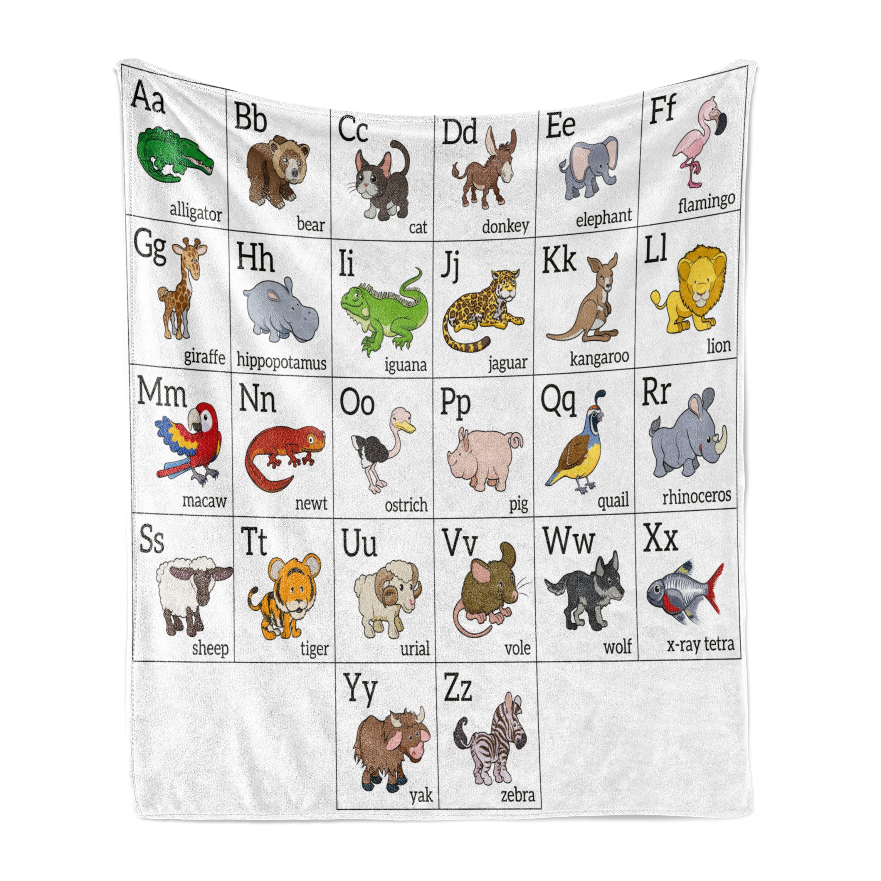 Educational Soft Flannel Fleece Throw Blanket, Alphabet Learning Chart ...