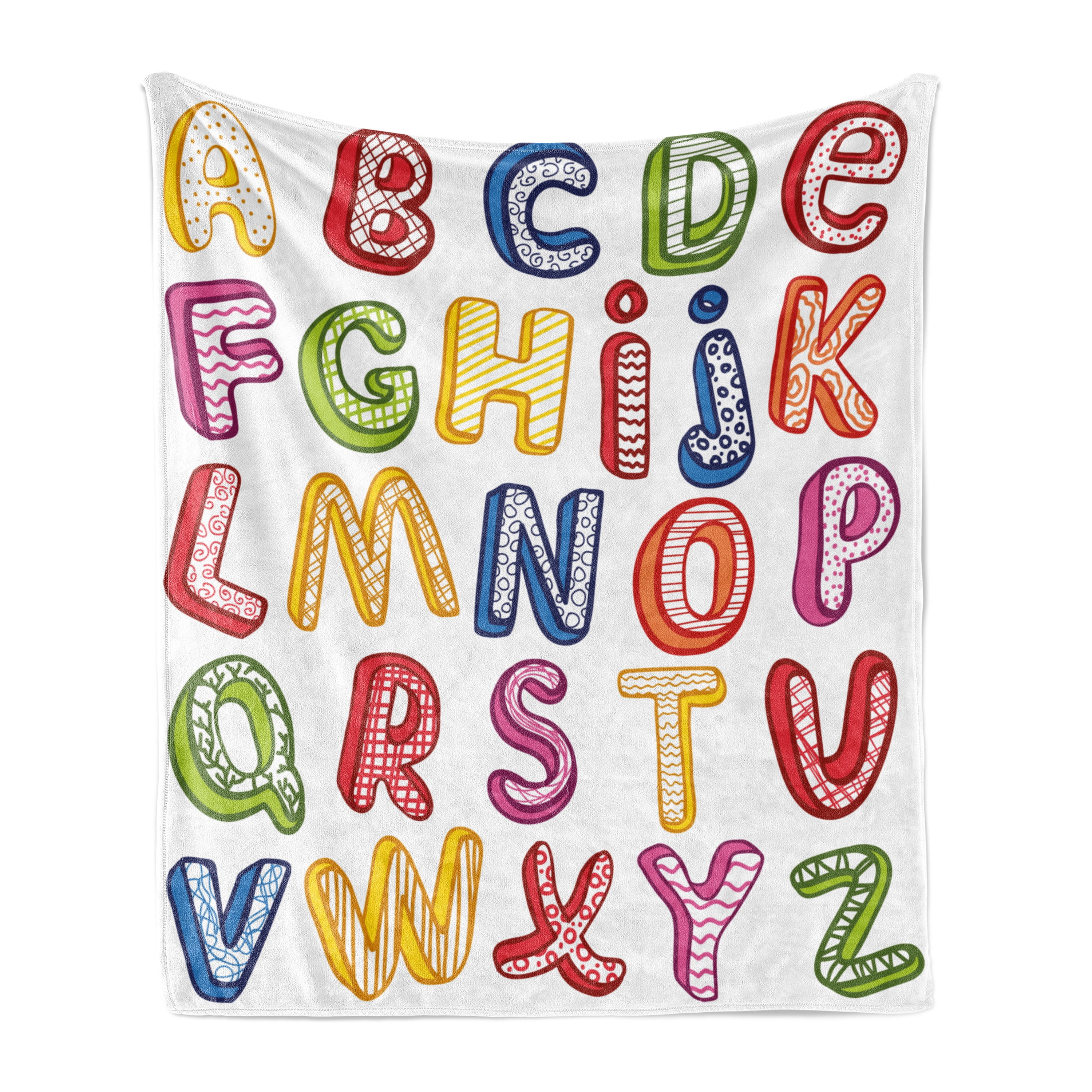 Educational Soft Flannel Fleece Throw Blanket, Hand Drawn Colorful 3D ...