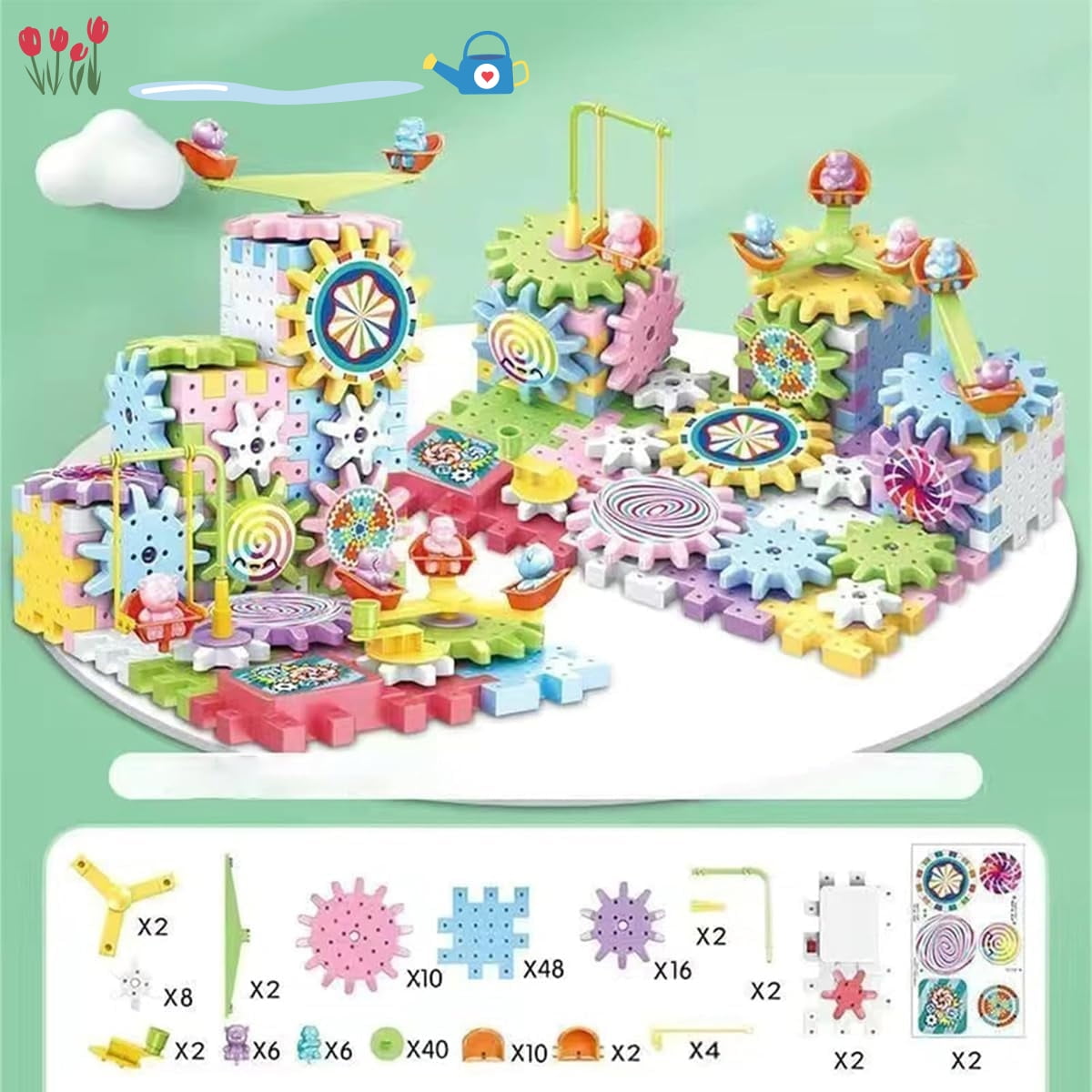 Educational Stem Electric Gears Blocks Toy, Gear Building Toy Set ...